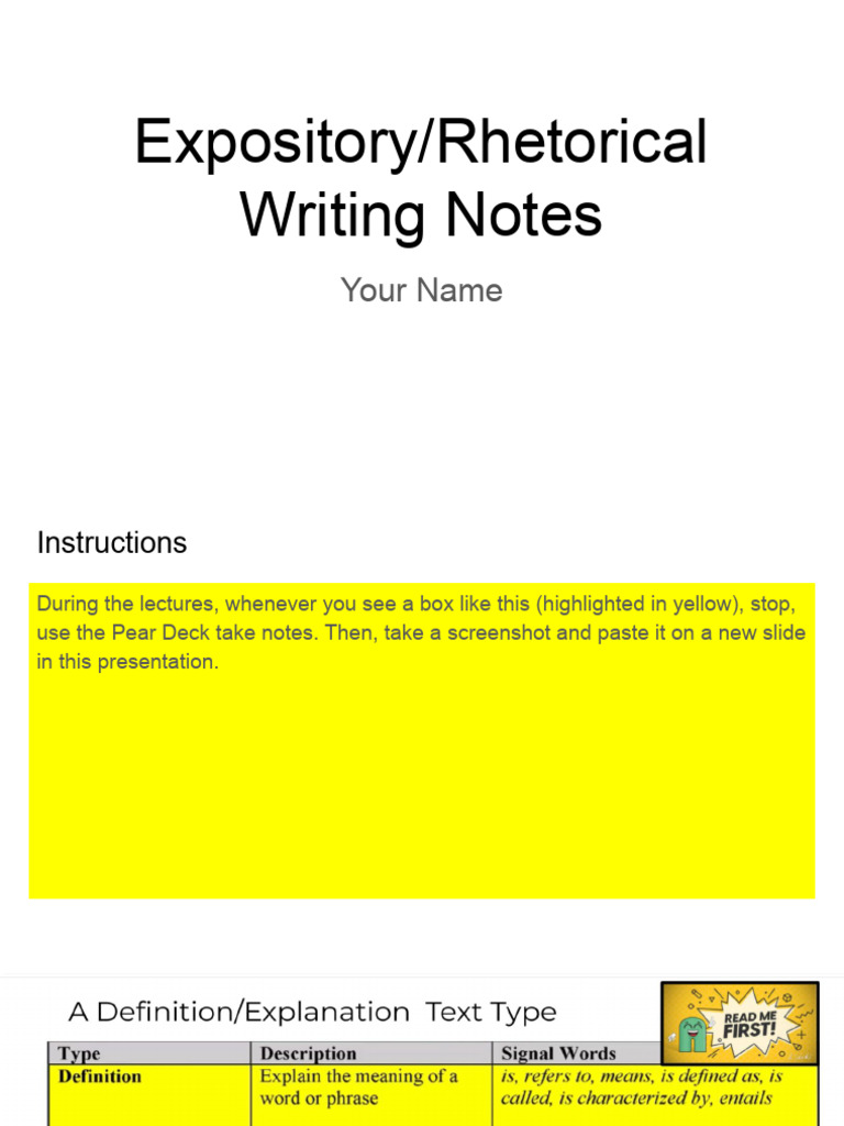 Expository - Rhetorical Writing Notes | PDF