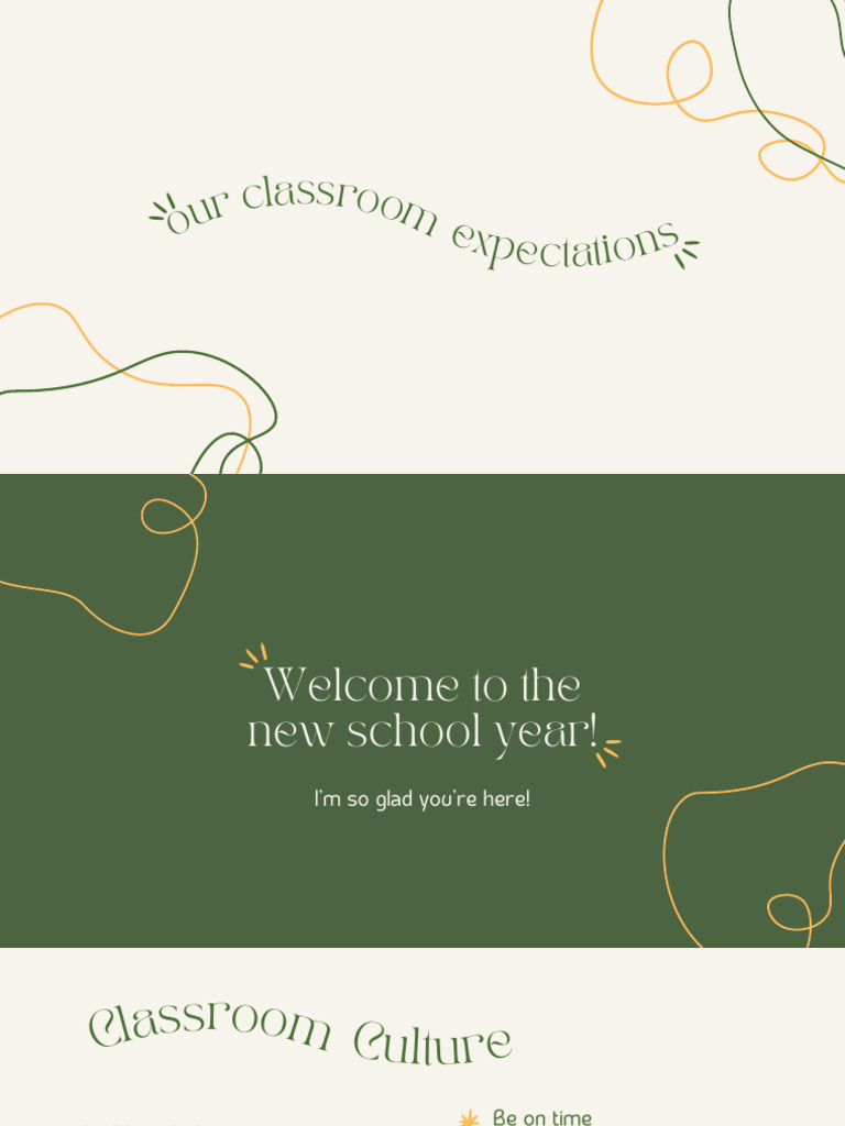 Classroom Expectations Presentation in Green and Yellow Minimalist ...