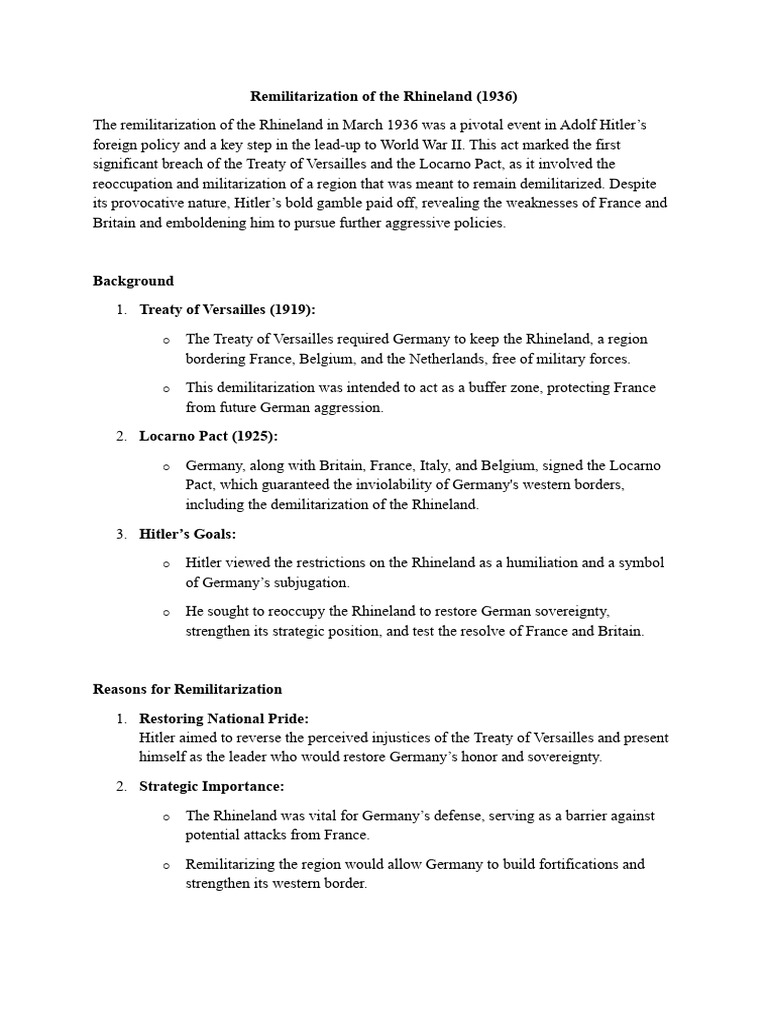 Rhineland Remilitarization 1936 | PDF | Military | International Security