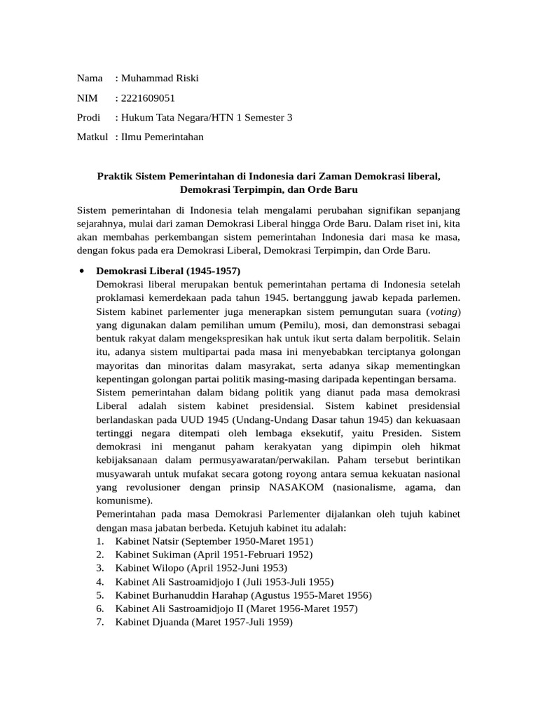 Muhammad Riski - Uts Ilmu Pemerintahan | PDF
