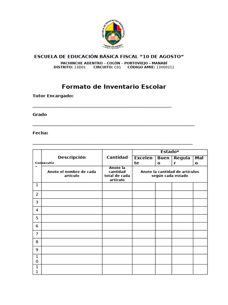 Formato de Inventario | PDF
