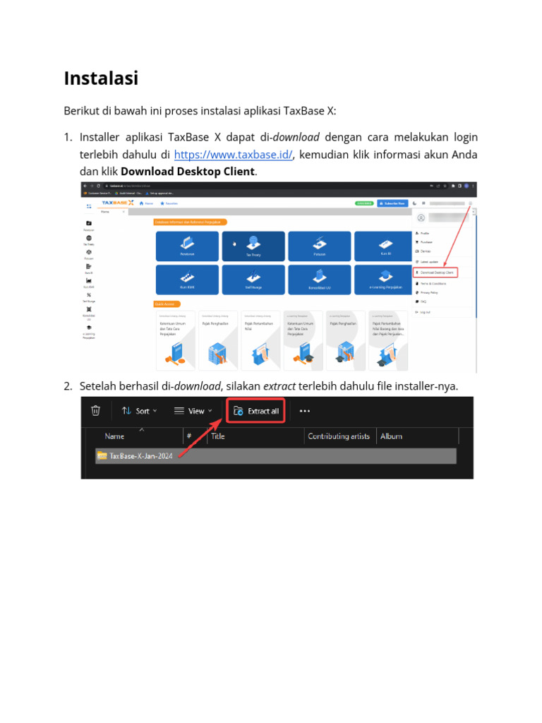 Panduan Instalasi TaxBase X | PDF