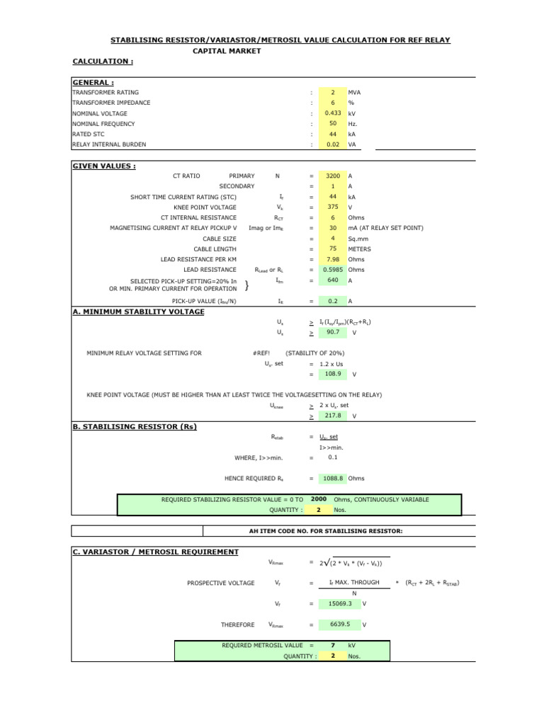 Transformer Protection Calculations | PDF | Resistor | Transformer
