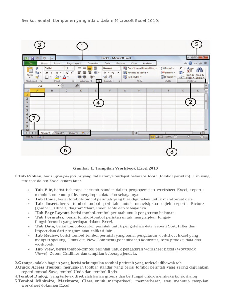 Komponen yang ada didalam Microsoft Excel 2010 | PDF