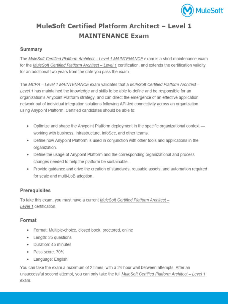 MCPA Level 1 Maintenance Exam Overview | PDF | Computing | Information Technology Management