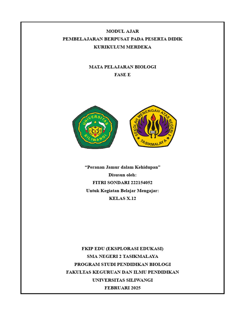 Modul Ajar Jamur - Fitri Sondari | PDF