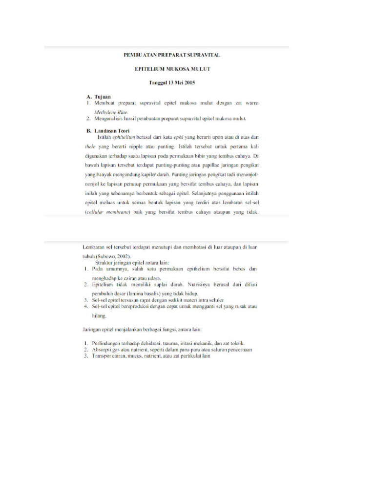 Prep Epitel Rongga Mulut | PDF