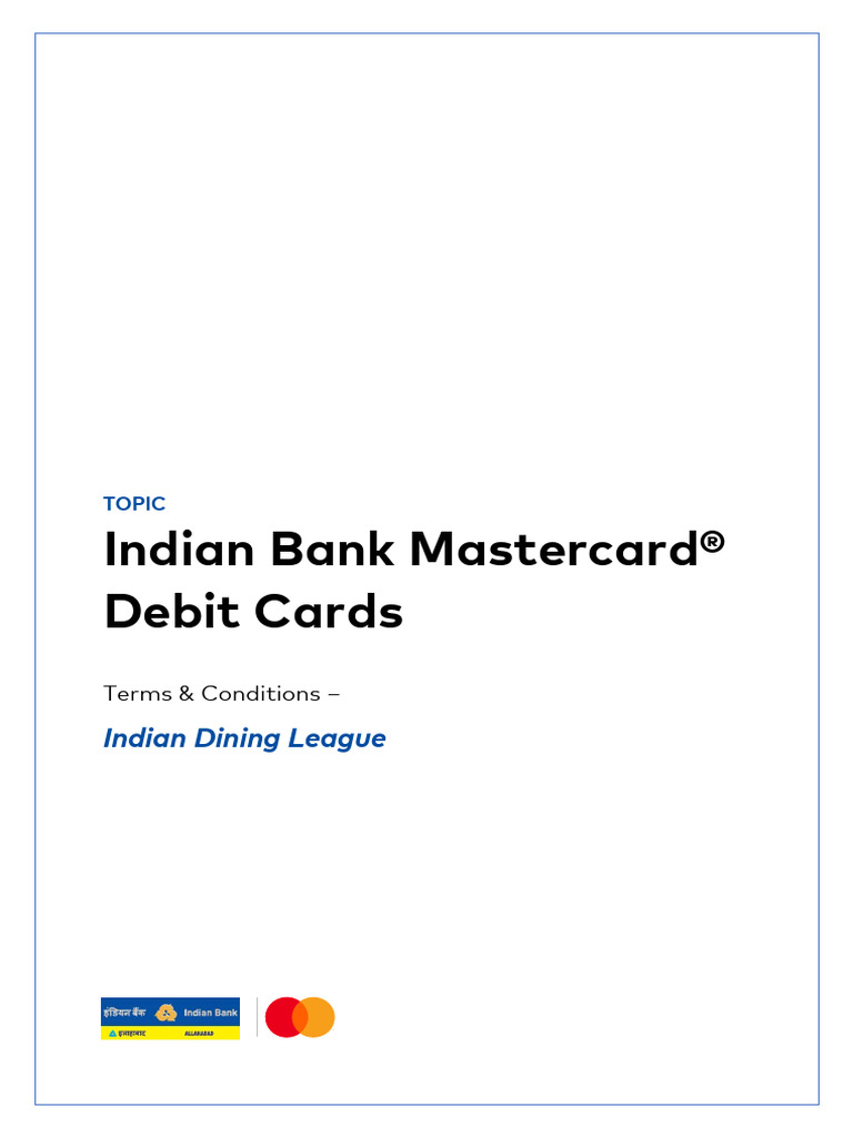 Indian Bank Mastercard Dining Offer | PDF