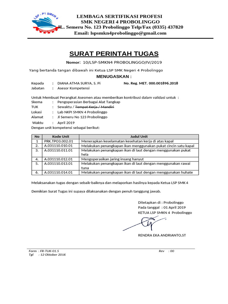 Surat Tugas Validasi Diana 2 | PDF
