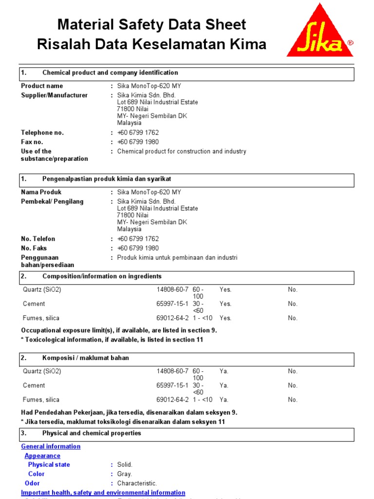 My Con Msds Sika | PDF | Ciencia y matemáticas | Tecnología
