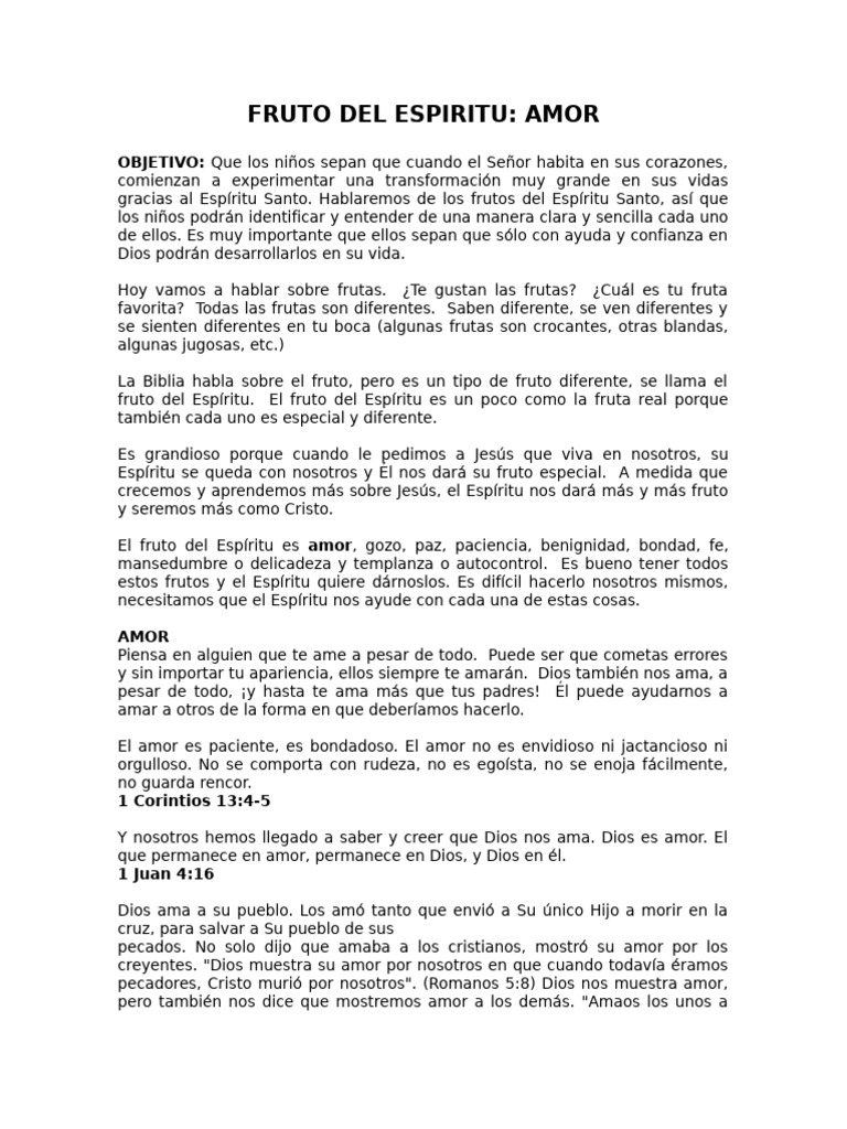 fruto del espiritu- amor | PDF | Fruto Del Espiritu Santo | Amor