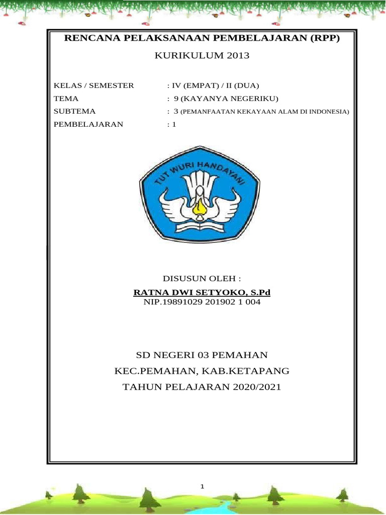 RPP Kelas IV: Pemanfaatan Sumber Daya Alam | PDF