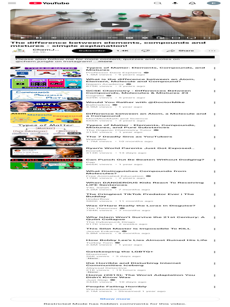The Difference Between Elements, Compounds and Mixtures - Simple Explanation! - YouTube | PDF ...