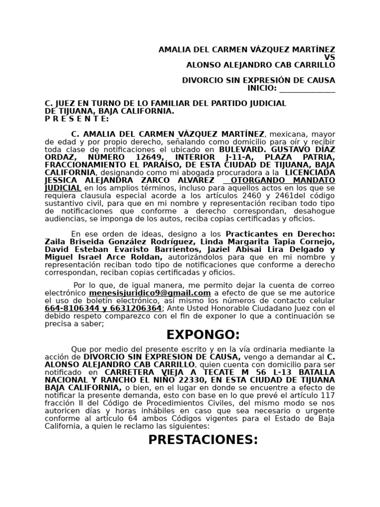 Divorcio Sin Causa en Tijuana: Caso Amalia vs. Alonso | PDF | Divorcio ...