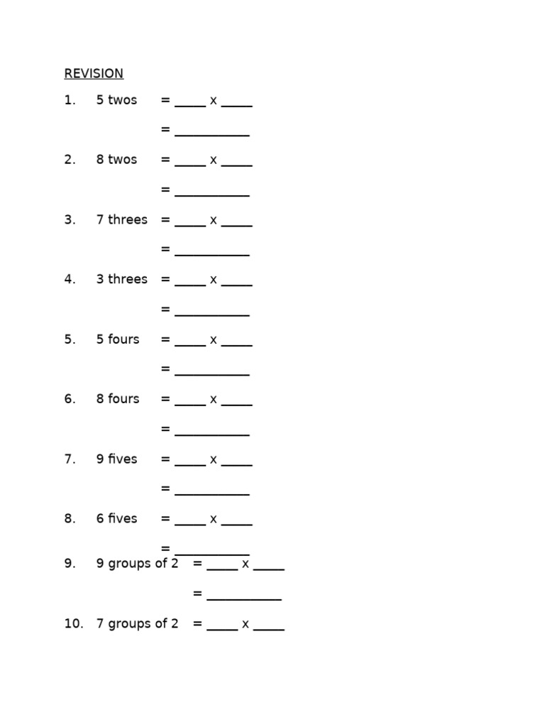 REVISION P1 Maths - Multiplication | PDF