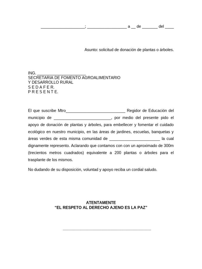 Solicitud de Donación de Plantas | PDF