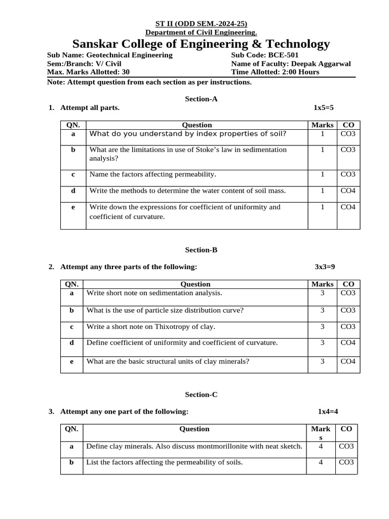 GT Bce-501 St-Ii-2024-25 | PDF | Physical Sciences | Materials