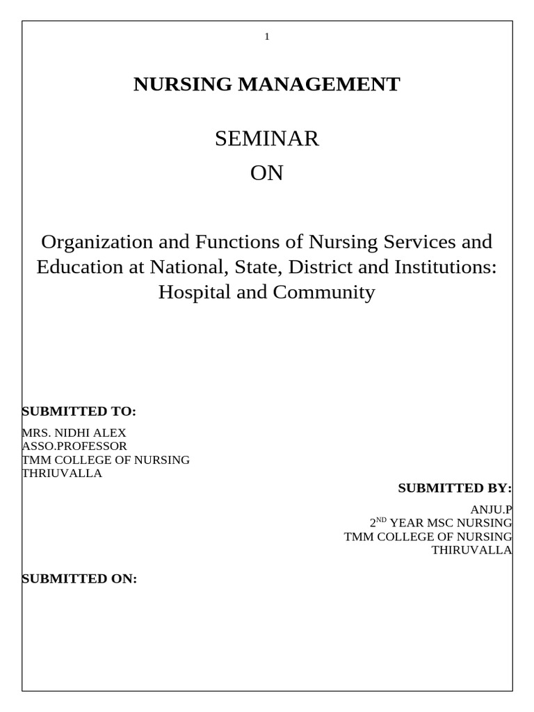 Nursing Services Organization and Functions | PDF | Nursing | Hospital