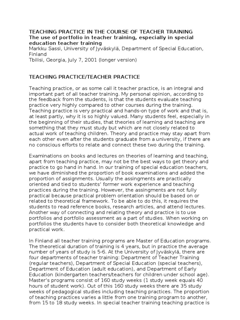 Markku Sassi | PDF | Teachers | Educational Assessment