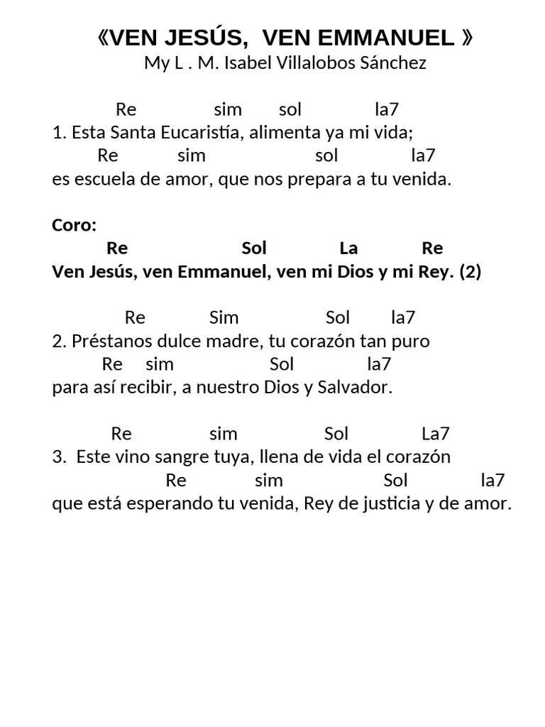 Ven Jesús, Emmanuel Isa Villalobos | PDF