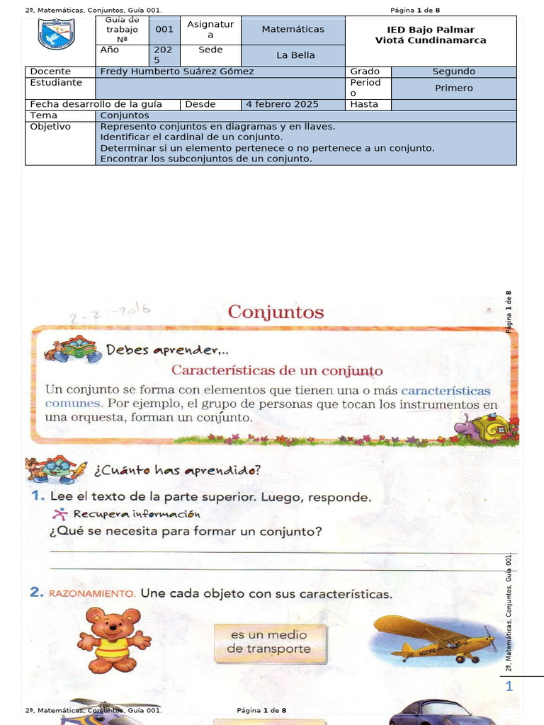 2° Matematicas Conjuntos 2025 Guia 001 | PDF | Matemáticas | Lógica ...