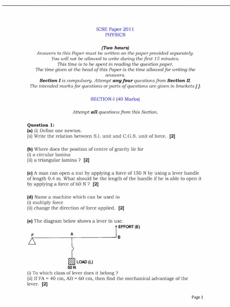 2011 Physics Paper Solution | PDF