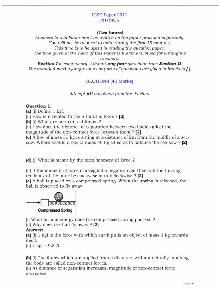 2012 Physics Paper Solution | PDF