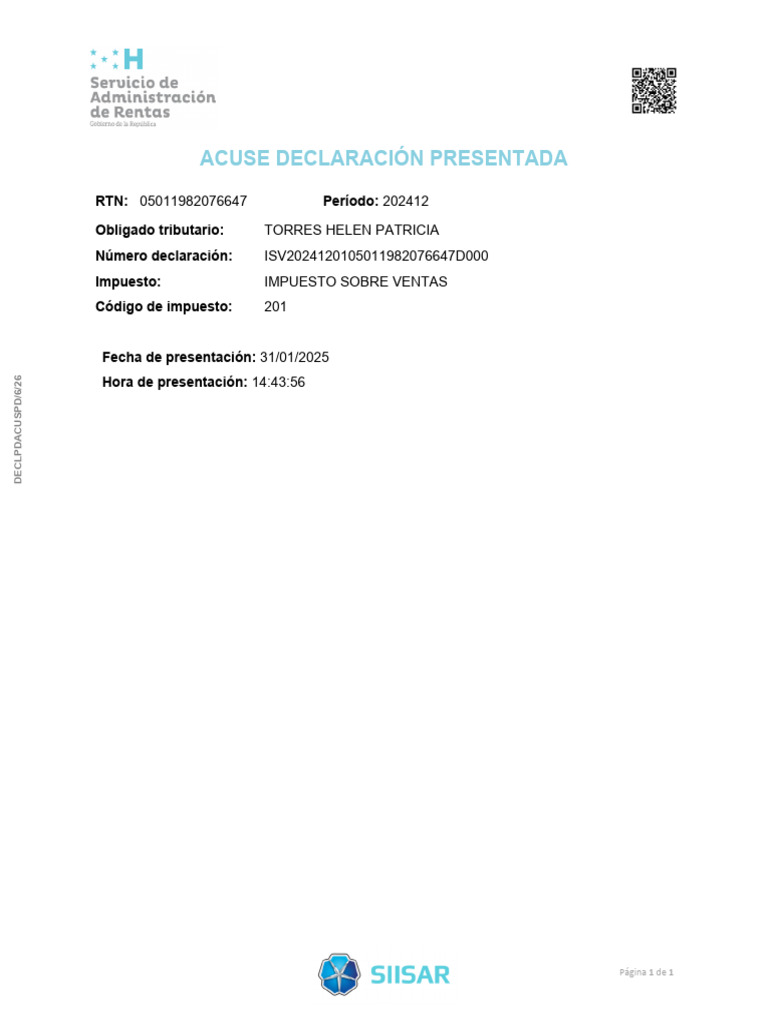 Acuse de Declaracion Presentada 202412 | PDF | Impuestos | Tarjeta de crédito