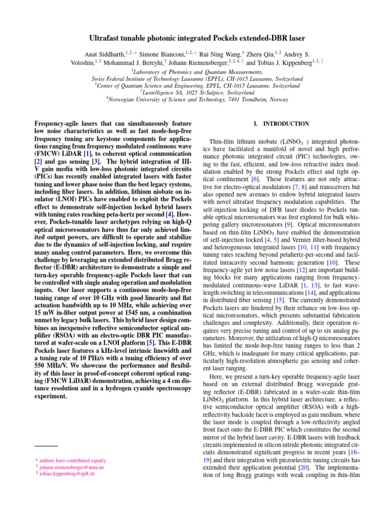 Ultrafast Tunable Pockels Laser Design | PDF | Laser | Hertz