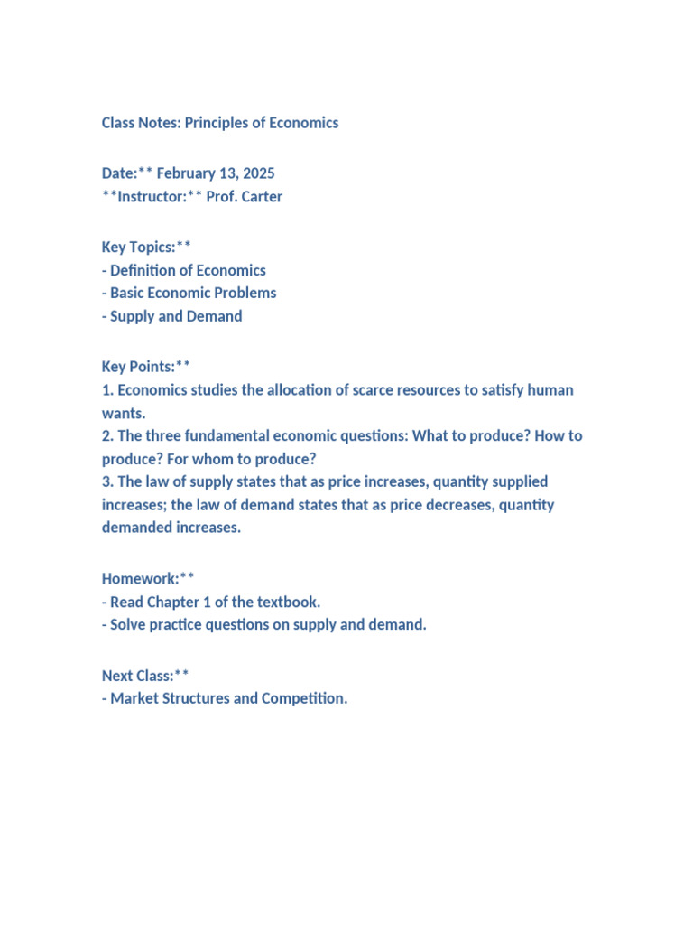 Class Notes 5 Principles of Economics | PDF