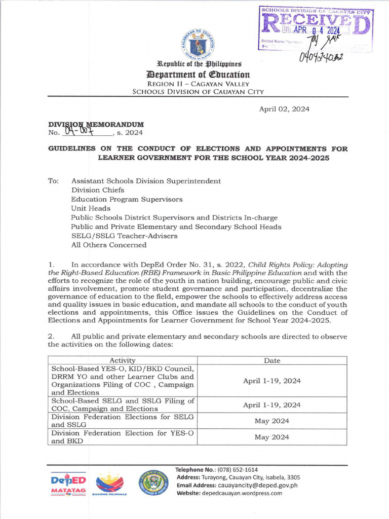W1 04 007 Guidelines On The Conduct of Elections and Appointments For ...