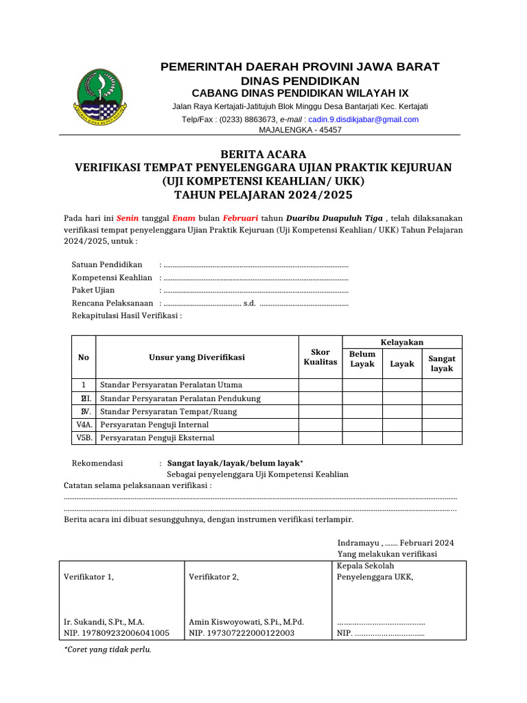 Berita Acara Verifikasi TUK Mandiri_2025 | PDF