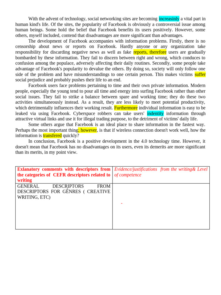 Sample Danh Gia Bai Bac 3-5 ESSAY Techonology | PDF | Facebook | Human ...