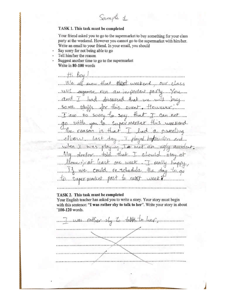 Writing Samples Exam Level #3 | PDF