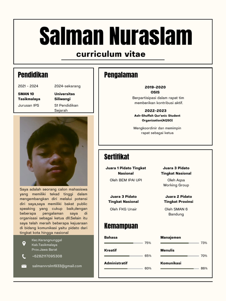 Bukti Pendukung Curriculum Vitae Salman | PDF