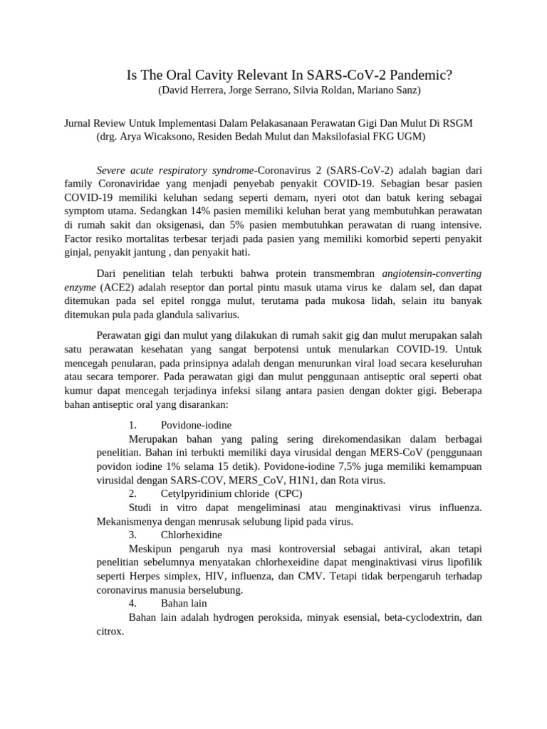 Is The Oral Cavity Relevant in SARS | PDF