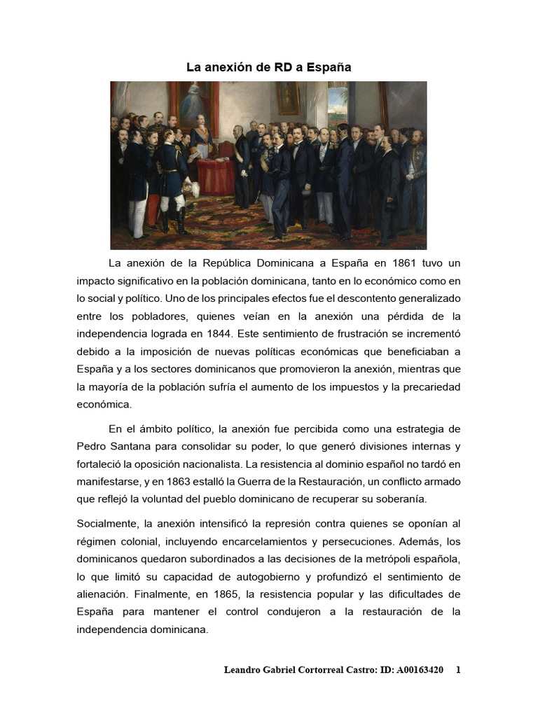 Impacto de la Anexión de RD a España | PDF