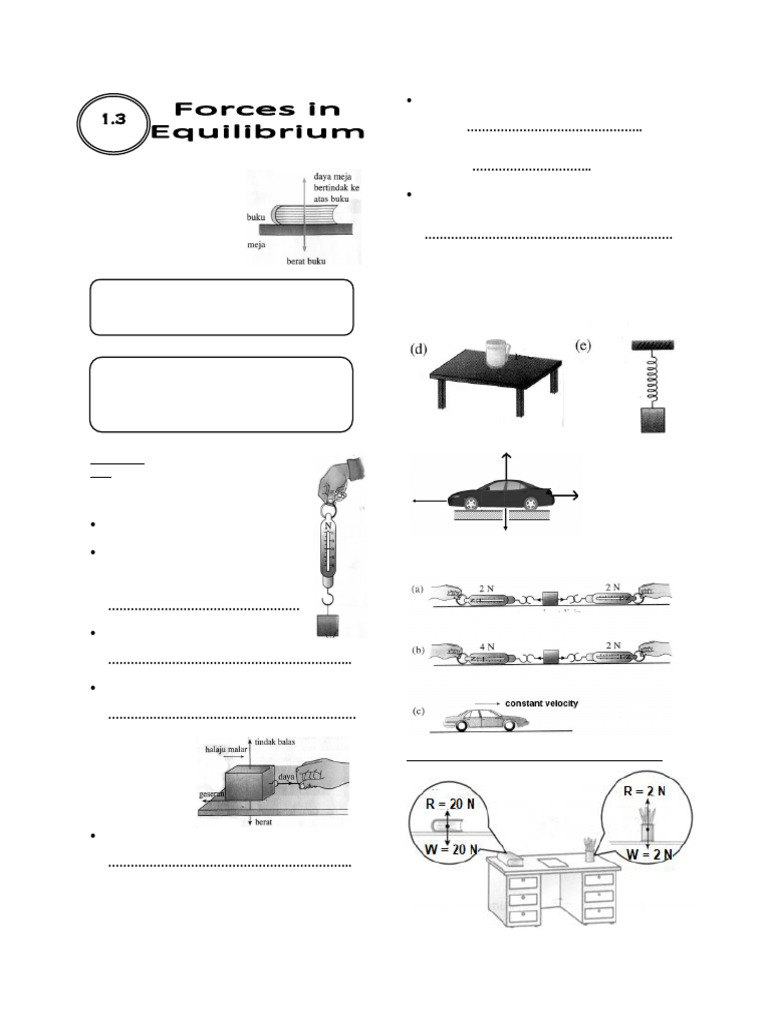 Forces in Equilibrium: Concepts and Activities | PDF | Force | Tension ...
