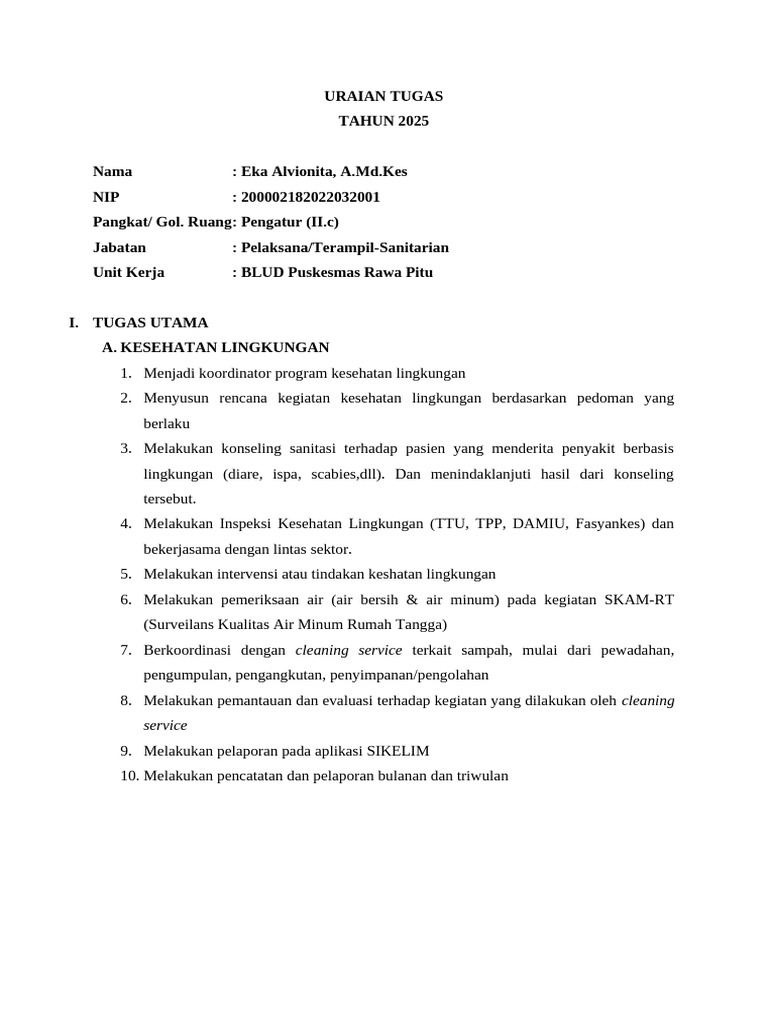 Uraian Tugas 2025 Vio | PDF
