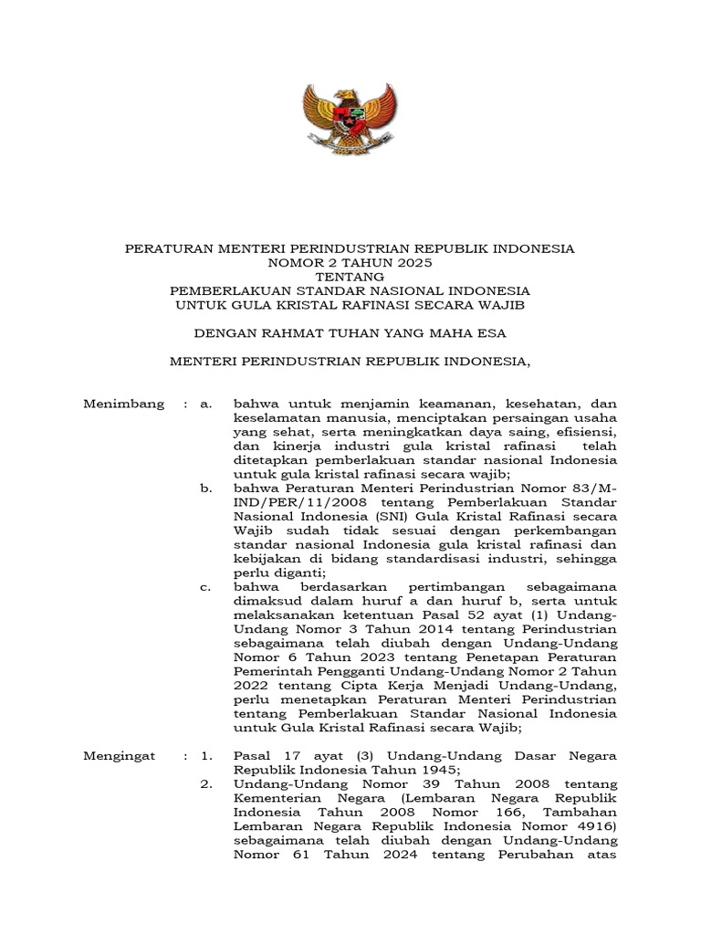 Permenperin No. 2 Tahun 2025 | PDF