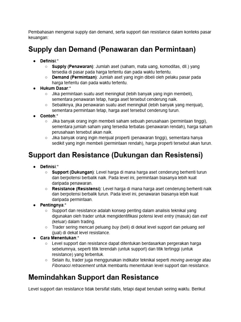 Apa Itu Supply Dan Demand Dan Support Dan Resisten... | PDF
