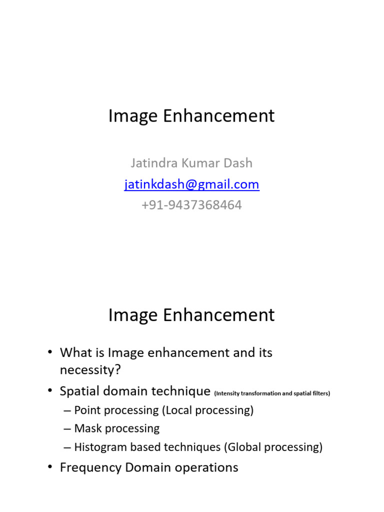 03 - JKD - Image Enhancement Spatial Domain | PDF | Recording | Digital Signal Processing