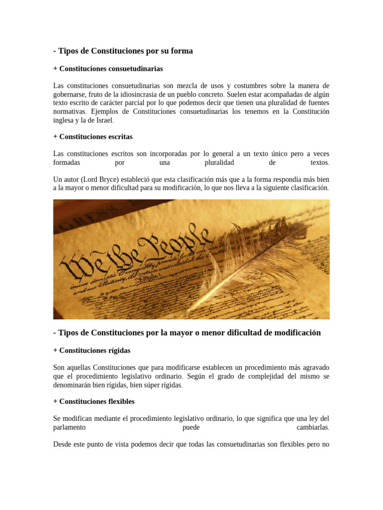 Tipos De Constituciones Por Su Forma Pdf Constitución Estado