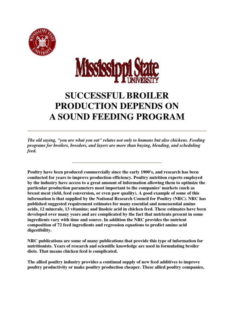 Broiler Feeding Program Essentials | PDF | Animal Feed | Poultry