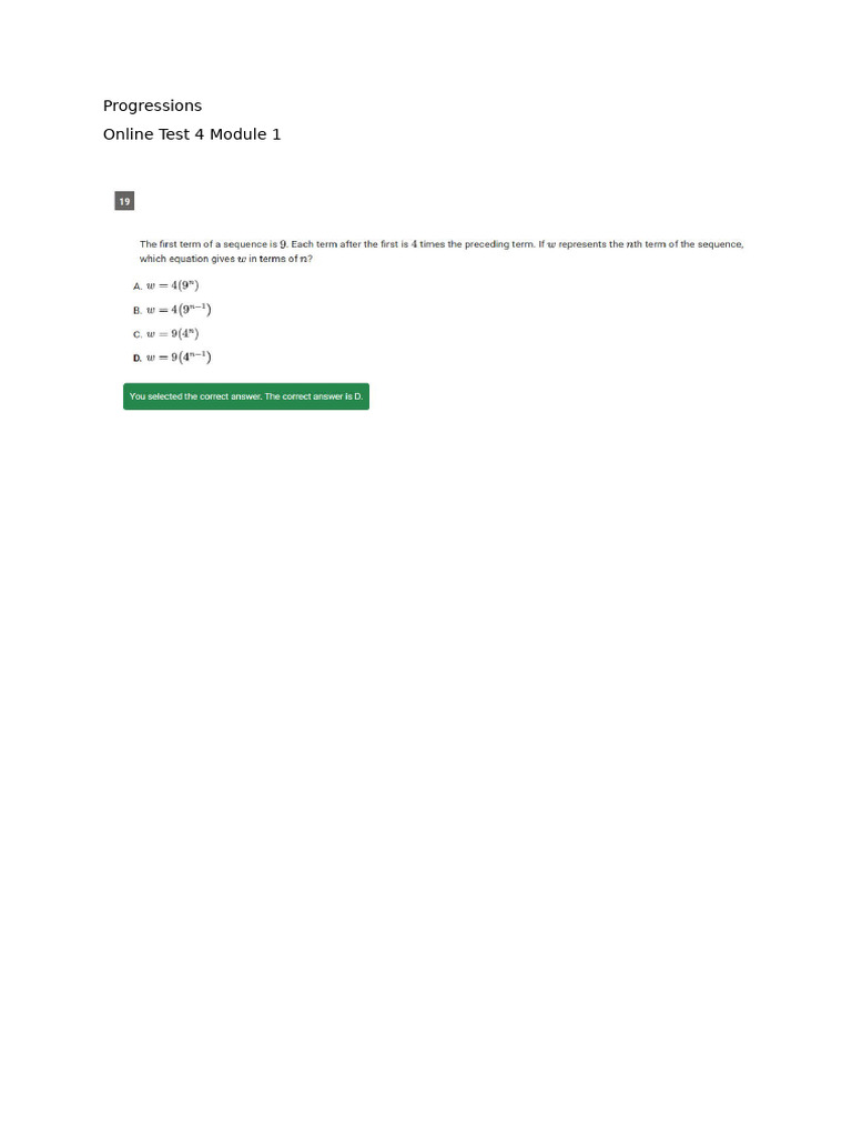 Progressions DSAT Bluebook Test Questions | PDF