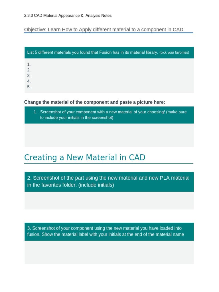 CAD Material Application & Analysis Guide | PDF