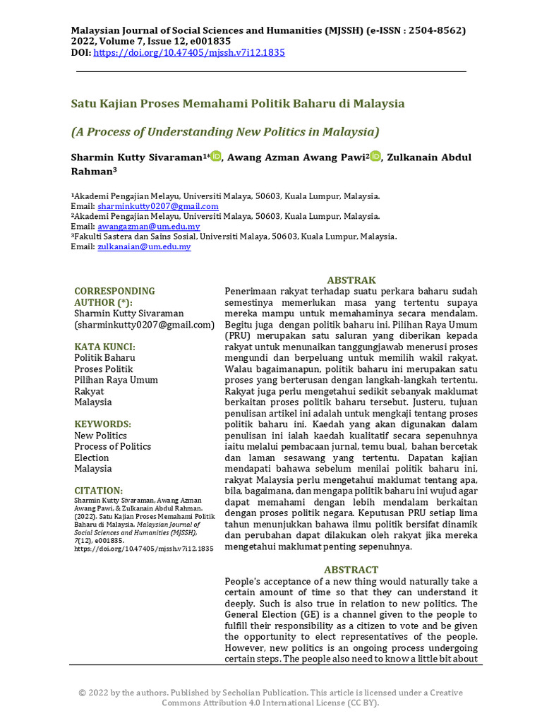 Azman Awang Pawi Kajian Proses Memahami Politik Baharu Di Malaysia | PDF