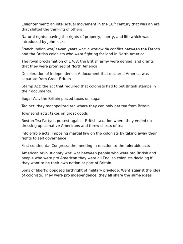 Key US History Vocabulary Terms | PDF