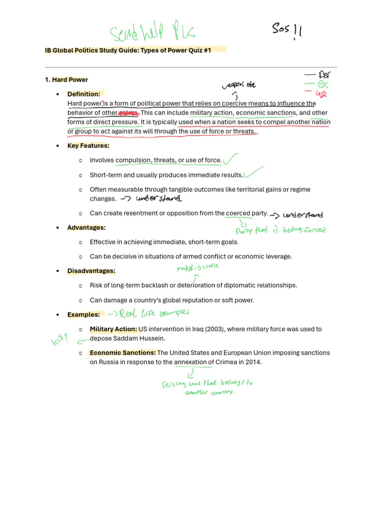 IB Global Politics Study Guide Quiz 1 | PDF | Power (Social And ...