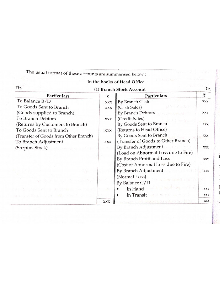 Branch Accounting Format | PDF